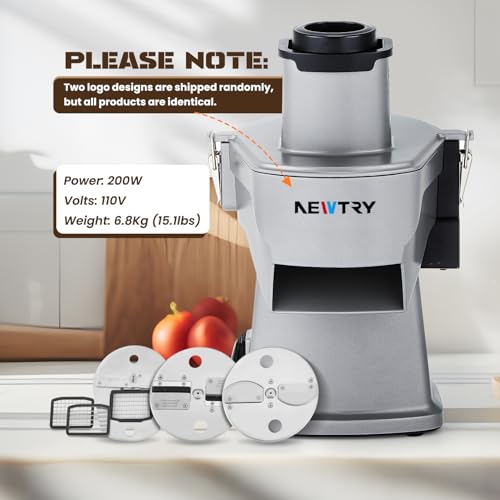 NEWTRY 4-in-1 Electric Vegetable Slicer and Dicer - Commercial Multifunctional Chopper with ...