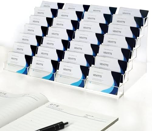 Vevitts 28 Pockets Acrylic Business Card Holder Stand Clear Business ...