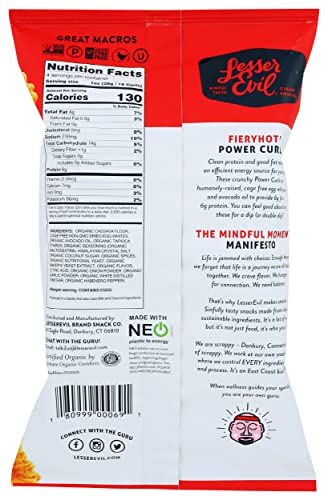 LesserEvil Fiery Hot Power Curls, 4 OZ | Gourmetian