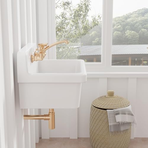 Snapklik.com : 24 Inch White Utility Sink,Ceramic Farmhouse Laundry ...