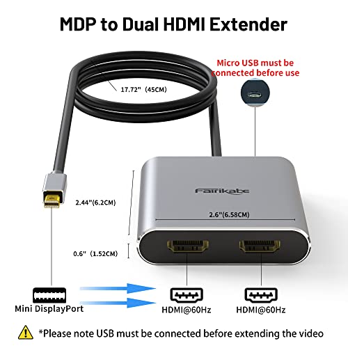 Snapklik.com : Fairikabe Mini DisplayPort To Dual HDMI Adapter