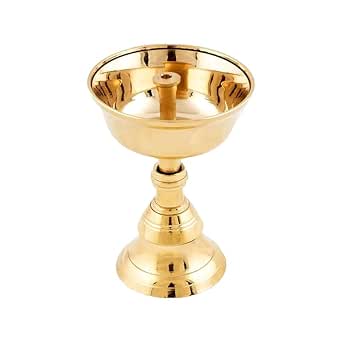 Buy DOKCHAN Pure Brass Pyali Diya with Stand/ Oil Lamp use for Pooja ...