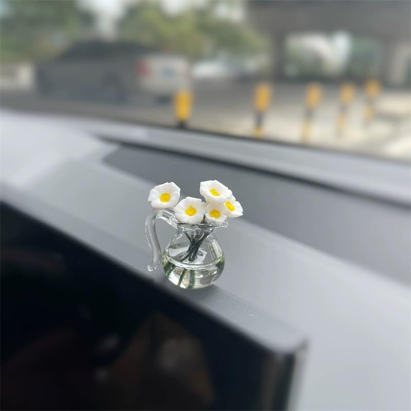 Amazon.com: Mini Glass Vase with Lily Blossoms Car Decor for Women's ...