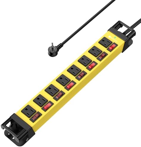 Amazon.com: Power Strip with Individual Switches - 8 Outlet Heavy Duty ...