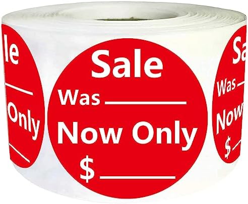 Amazon.com : Red Sale Price Labels Reduced was Now Stickers 2 ...