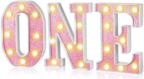 ONE Light Up Number, 6.3 Inch LED Light Up One Letters Plastic Marquee ...