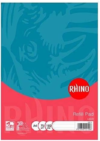 RHINO Stationery A4 Refill Pad │ 160 Page | 8mm Ruled | Headbound ...