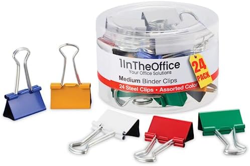 Amazon.com : 1InTheOffice Medium Binder Clips, Paper Clamps, Colored ...