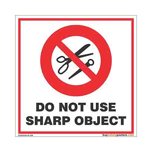 buysafetyposters.com - Sharp Objects Prohibited Sign In English - Hard ...