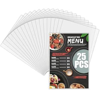 Amazon.com: YAYODS 25 Pack Menu Covers 8.5 x 11 2 View Plastic ...