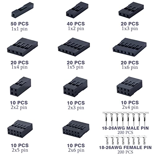620 Pcs Dupont Connector Kit, 2.54mm Pitch 1 2 3 4 5 6 Pin JST SM ...