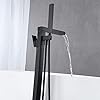 Wowkk Waterfall Tub Filler Freestanding Bathtub Faucet Black Floor ...