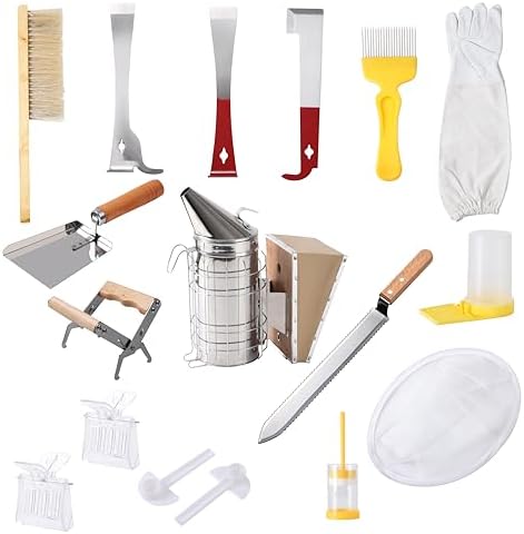 Amazon.com : BuzzHiveX Beekeeping Supplies 17 Pcs Beekeeping Tools Kit ...