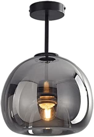 REMEK Retro Circular Glass Ceiling Light Fixtures, Smoke Gray/Amber ...