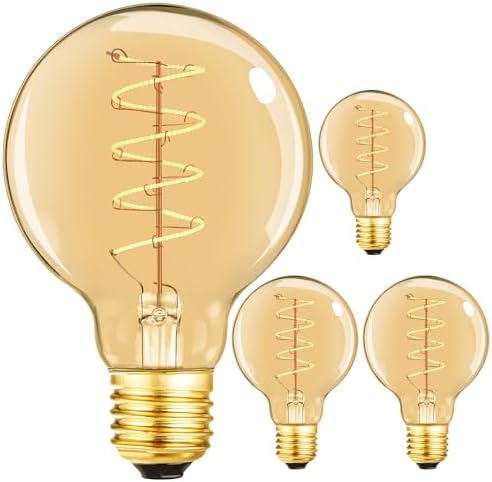 Leools Vintage LED Spiral Filament Bulb G25/G80 Dimmable Flick-Free 6W ...