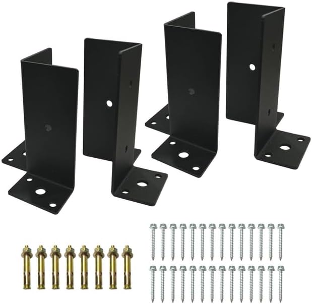 4 PCS Adjustable Base Bracket for 4x4,6x6,8x8 Post，Heavy Duty Wood ...