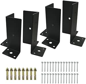 4 PCS Adjustable Base Bracket for 4x4,6x6,8x8 Post，Heavy Duty Wood ...