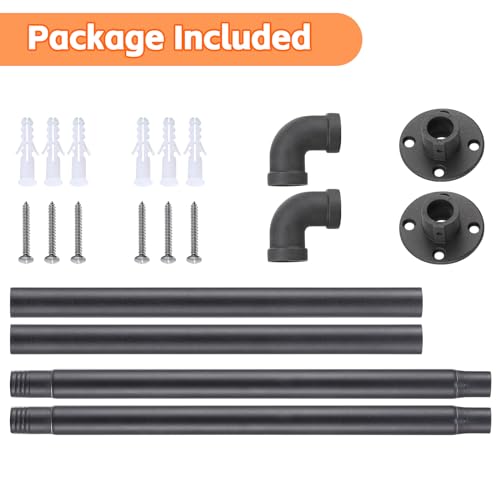 Harrms Clothes Rack Wall Mounted, 83cm Matte Black Clothes Rail Coat ...