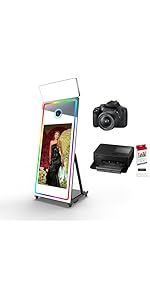 Amazon.com: Magic Mirror Photo Booth, 65’’ Mirror Photo Booth, 32 ...