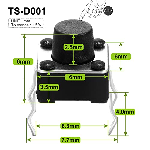 Snapklik.com : Chanzon Tactile Tact Push Button Switch 6x6x 6mm Micro ...