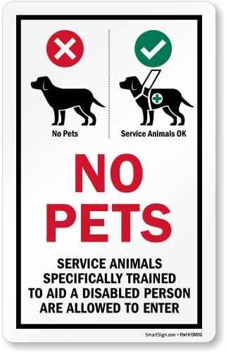 Amazon.com: SmartSign 8 x 5 inch “No Pets - Service Animals ...
