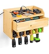 ikkle Tool Organiser Wall Mounted, Wooden Tools Storage Rack for ...