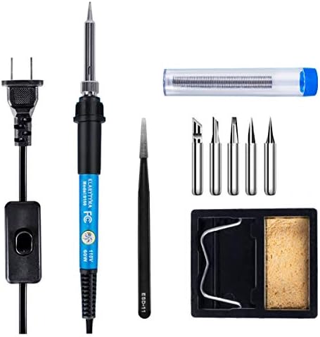 Soldering Iron Kit, 60W 110V Adjustable Temperature Soldering Welding ...