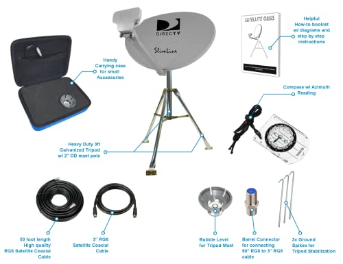 DIRECTV 4K HD Mobile RV Portable Satellite Dish Tripod Kit SWM SL3S ...