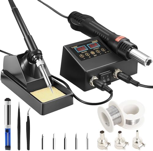 2-in-1 Hot Air Rework Station & Soldering Iron Kit with Digital Display ...