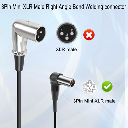 QIANRENON 3Pin Mini XLR Right Angle Solder Connector Gold Plated 3Pin ...