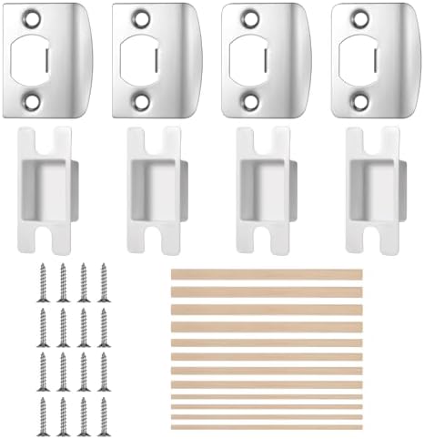 4 Sets Door Lock Strike Plate with Spacer Shim Door Latch Strike Plate ...