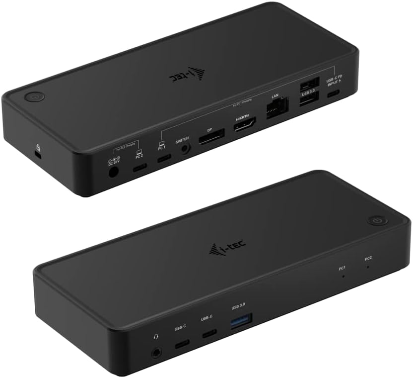i-tec USB-C 2X 4K Docking Station up to Two Computers at The Same time Connect with up to 100W ...