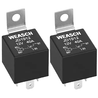 Weasch 2Pcs JD1912 Car Relay, 12V 40A, 4 Pins SPST, Automotive Switches ...