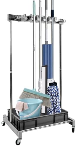 Amazon.com: Yeeoy Broom And Mop Holder Put Wet Mops, Movable Floor ...