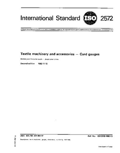 ISO 2572:1982, Textile machinery and accessories - Card gauges ...