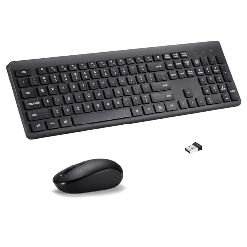 Wireless Keyboard and Mouse Combo, 2.4G Full-Sized External Cordless ...