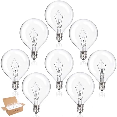 Satco S3846 120V Candelabra Base 25-Watt G12.5 Light Bulb, Clear ...