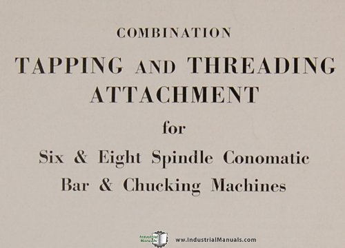 Cone Conomatic Operators Auto Lathe Tapping Threading Attachment ...