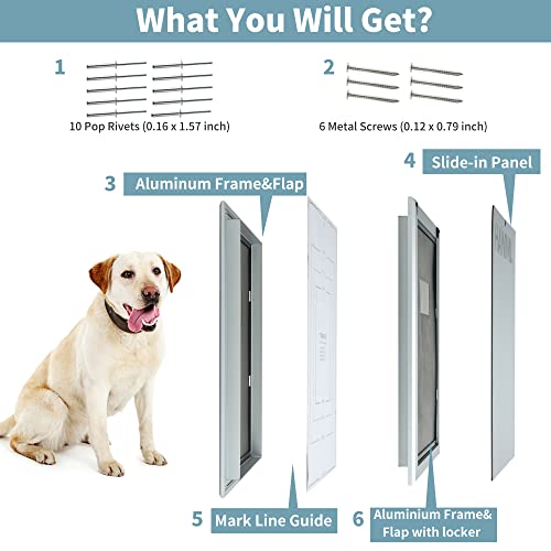 HANIML Aluminum Large Dog Door with Magnets Double Flaps Doggie Door ...