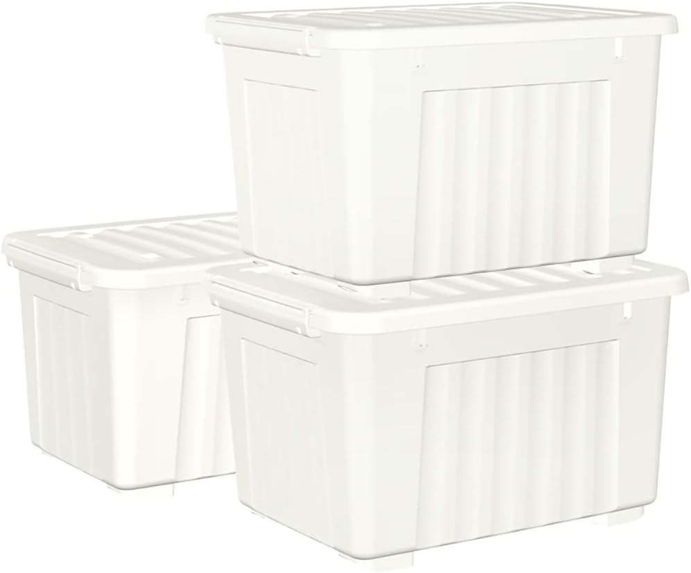 Amazon.com: Cetomo 80L*3 Plastic Storage Box,White, Tote box,Organizing ...