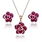 Amazon.com: EVEVIC Rose Flower Necklace Earrings Set for Women 18K Gold ...
