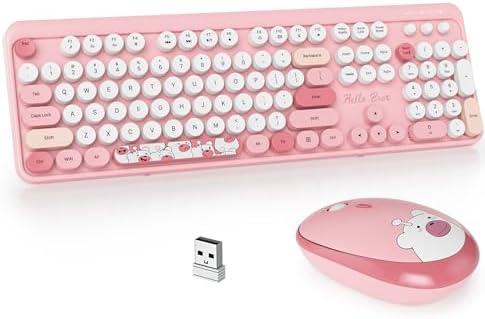 GTSP - Teclado inalámbrico para máquina de escribir, color rosa, bonito ...