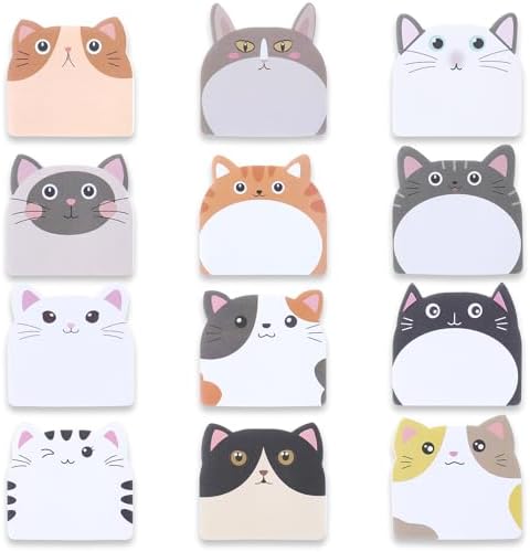 Cute Sticky Notes, 12 Pack Cartoon Cute Sticky Note Pads Kawaii Animals ...