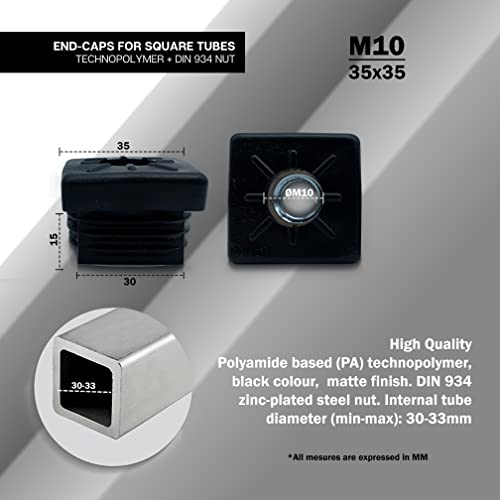 DOJA Industrial | Square Tube Plug with M10 Thread | Threaded Inserts ...