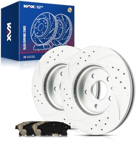 Amazon.com: KAX Front Brake Kit, Drilled and Slotted Brake Rotors 55185 ...