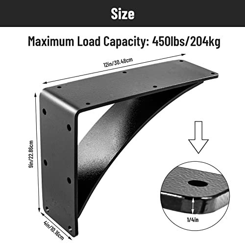 Snapklik.com : FMhotu Heavy Duty Steel Shelf Brackets 9x12x4 Steel ...