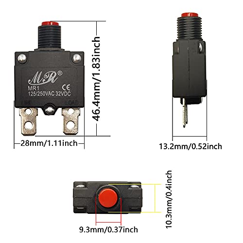 Snapklik.com : 2Pcs 125-250VAC 32VDC Push Button Circuit Breaker 10Amp ...