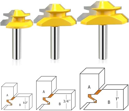 Lock Miter 45 Degree Joint Router Bits + 2Pcs Tongue and Groove Set [1/ ...