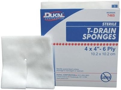 Amazon.com: Sterile T-drain Sponge 300 4x4 16-ply Sterile Woven Gauze T ...