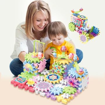 Rotating Gear Building Blocks STEM Toy for Kids Ages 3-8 | 120+ Pieces ...